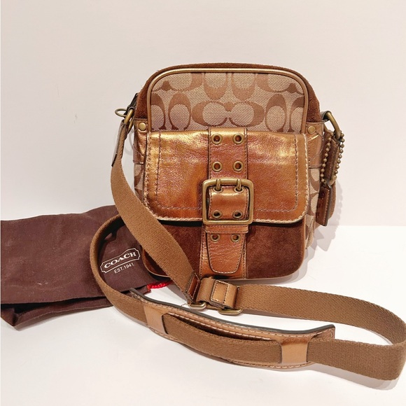 Coach | Bags | Authentic Coach Brown Suede Copper Shoulder Bag | Poshmark